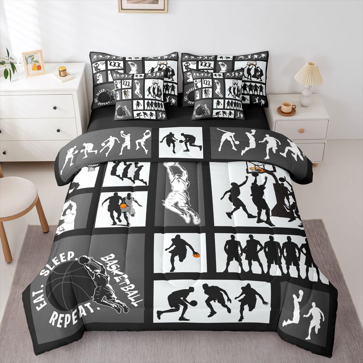 Homewish Sport Basketball 7-Piece Bedding Comforter Set For Children ...