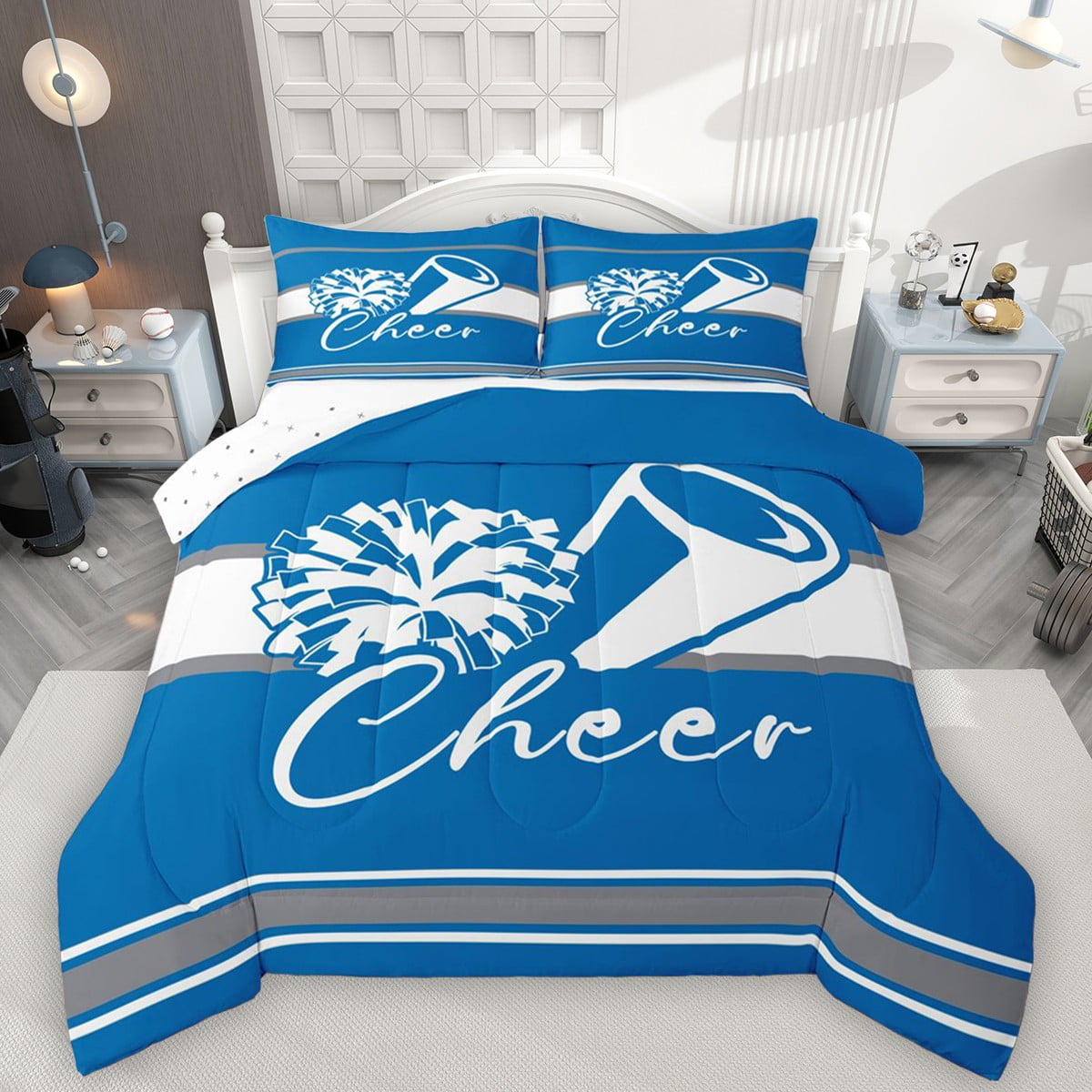 Homewish Sport Cheerleading 3-Piece Full Size Comforter Sets For Kids ...