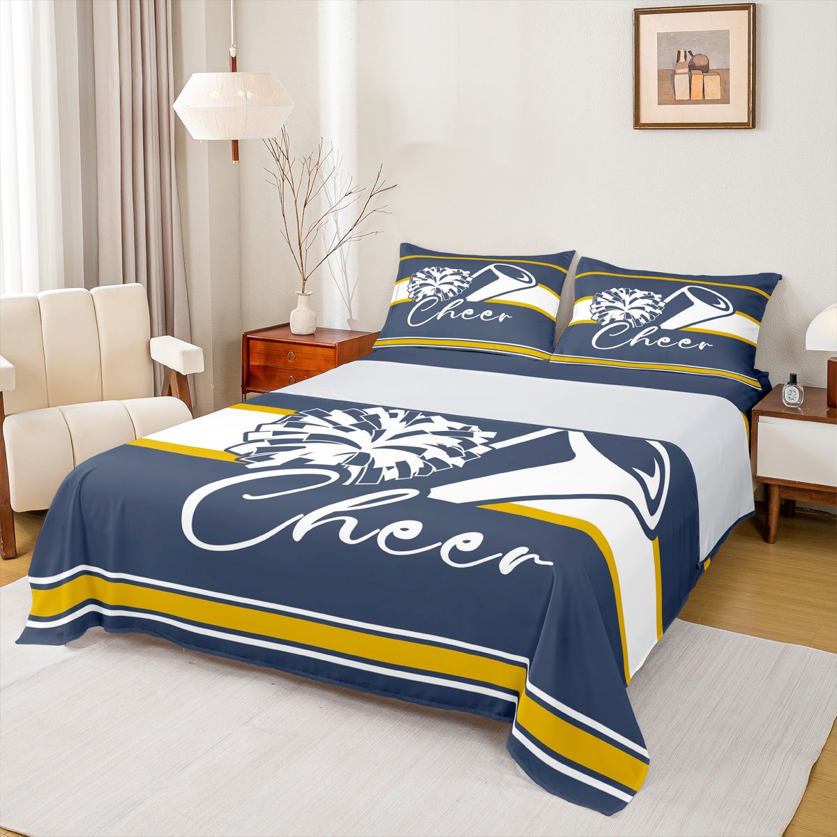 Homewish Sport Cheerleading 4-Piece Full Size Sheets For Kids Children ...