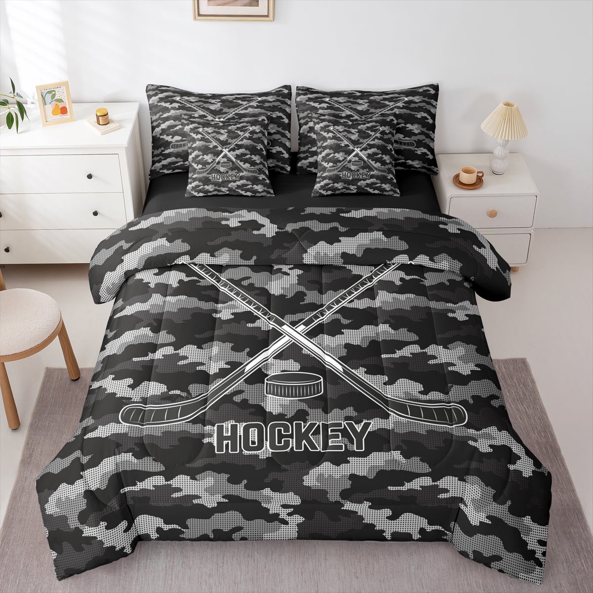 Homewish Sport Ice Hockey 7 Pieces Bedding Comforter Set for Kids ...