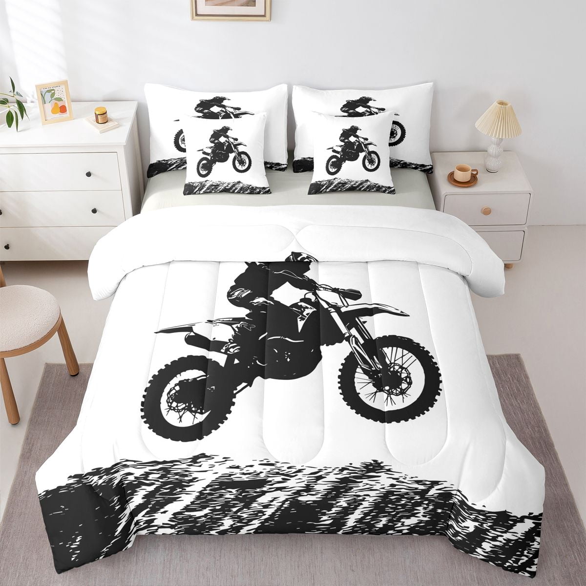 Homewish Sport Motocross 7-Piece Bedding Comforter Set For Teens Boys ...