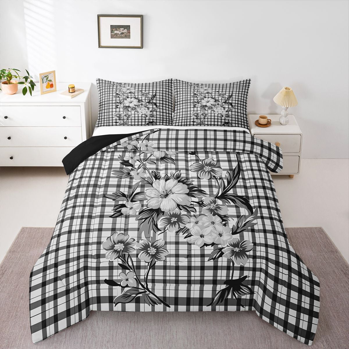 Homewish Spring Flower Full Size Comforter Sets,Rustic Floral Bedding ...