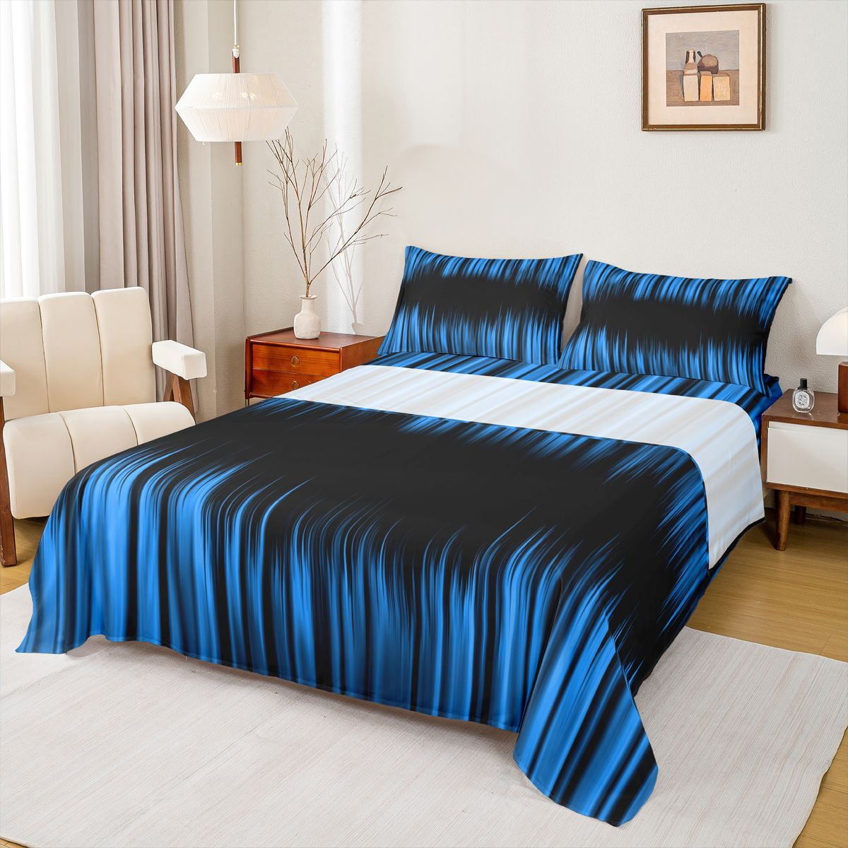 Homewish Stripe Line Pattern Queen Sheet Sets,Modern Abstract Geometric ...