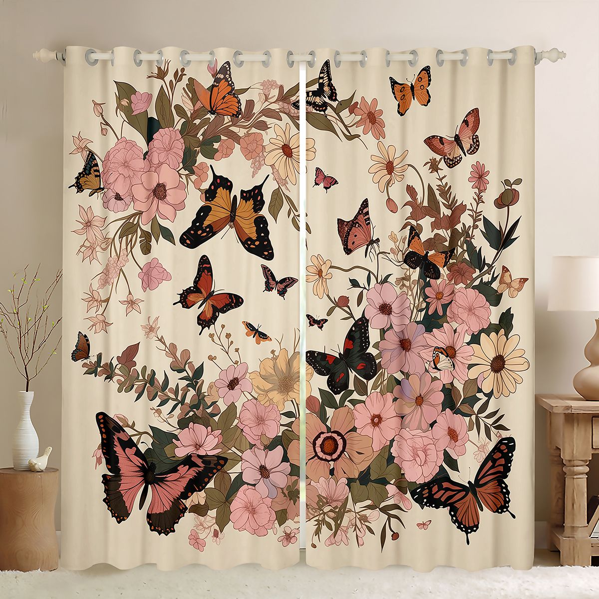 Homewish Teenagers Girls Gradient Flying Butterflies Black Out Curtains ...
