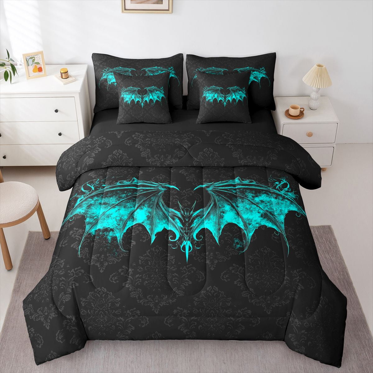 Homewish Teens Abstract Bat 7 Pieces Bedding Comforter Set,Exotic ...