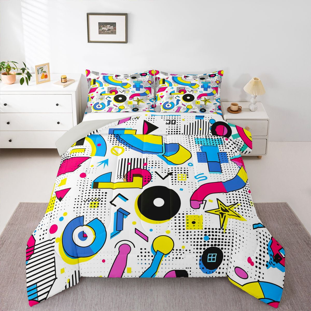 Homewish Teens Abstract Hippie Memphis 3 Pieces Queen Comforter Set ...