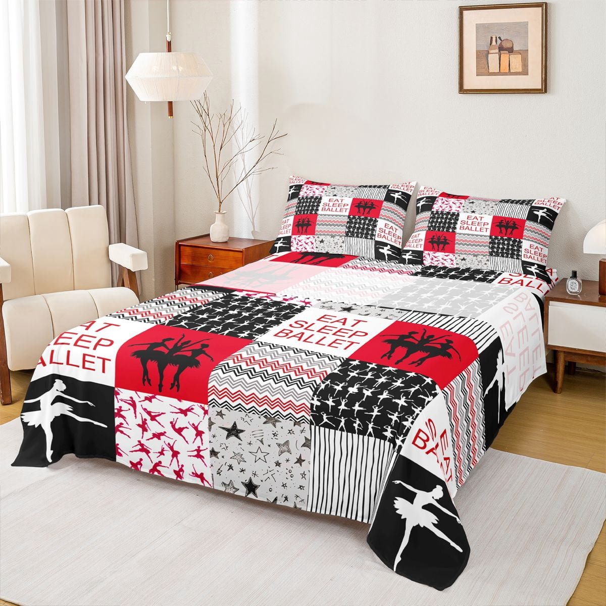 Homewish Teens Cartoon Princess Twin Sheet Sets, Red Art Patchwork Twin ...