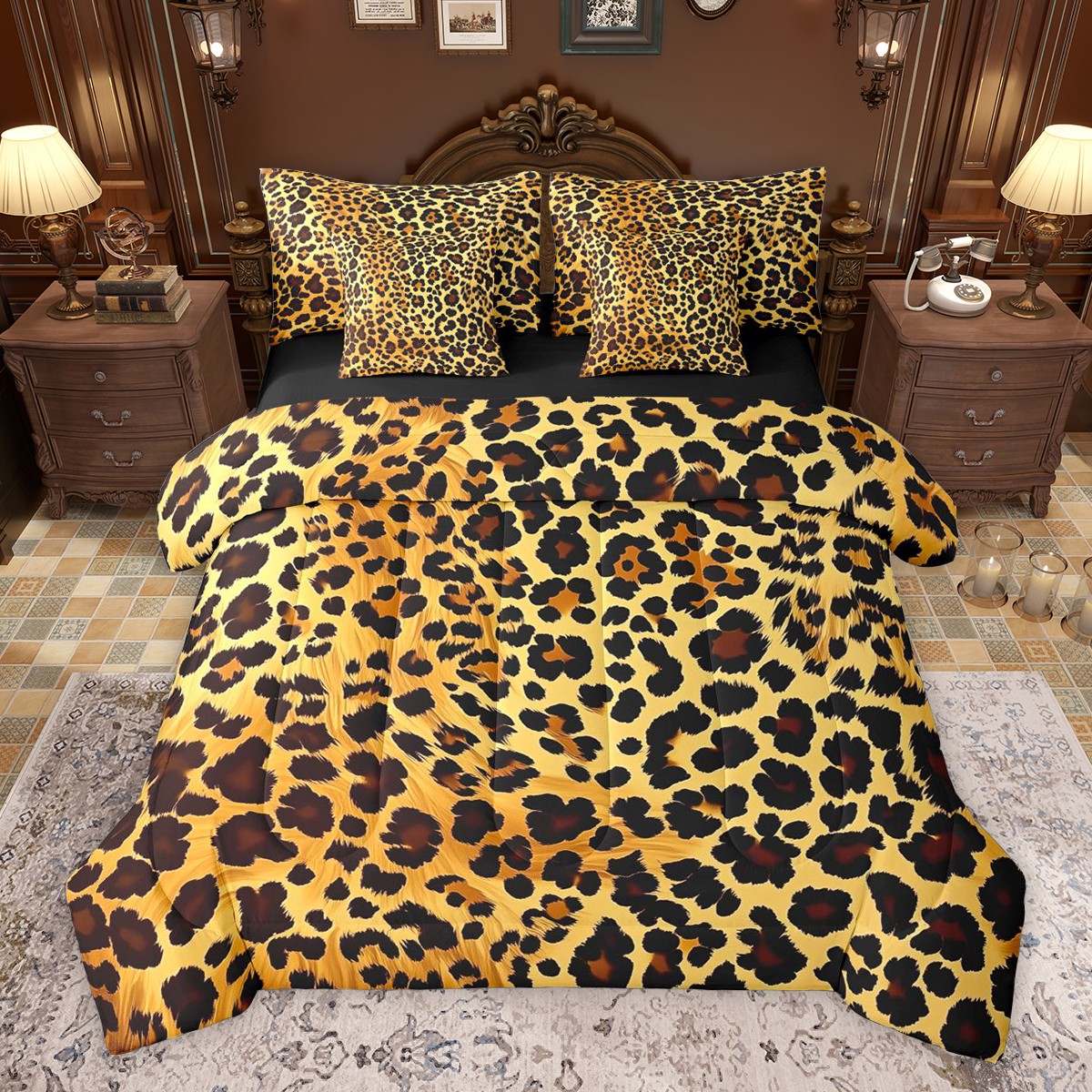 Homewish Teens Female Men Women Leopard Print Bedding Comforter Set 7 ...