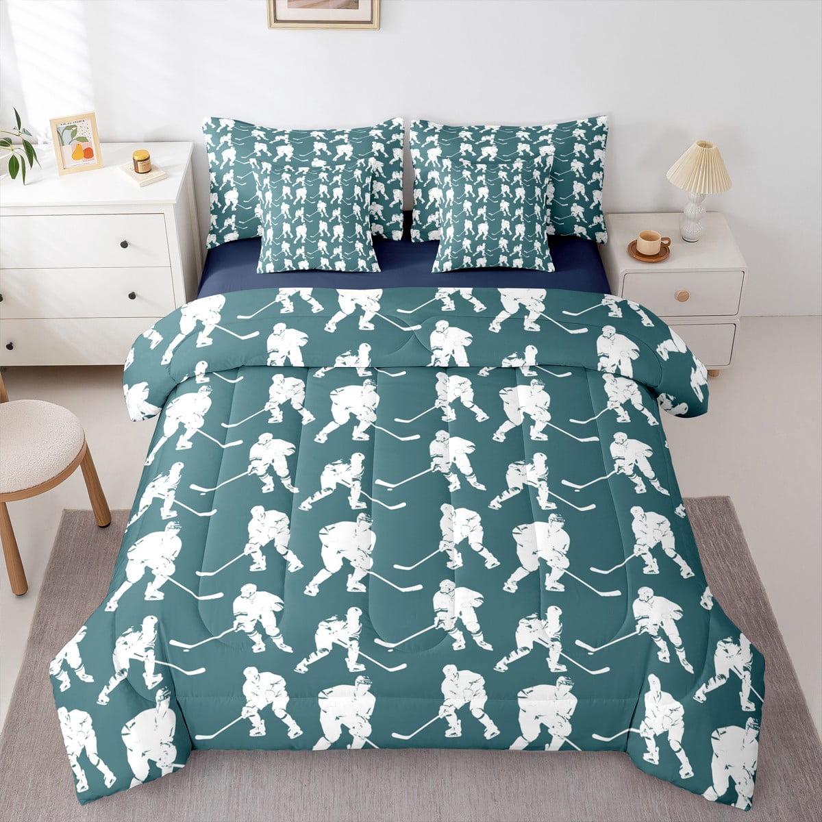 Homewish Teens Gamer Ice Hockey 7-Piece Bedding Comforter Set,Sport ...