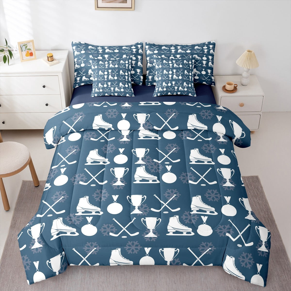Homewish Teens Gamer Ice Hockey 7-Piece Twin Bedding Sets,Sport Theme ...