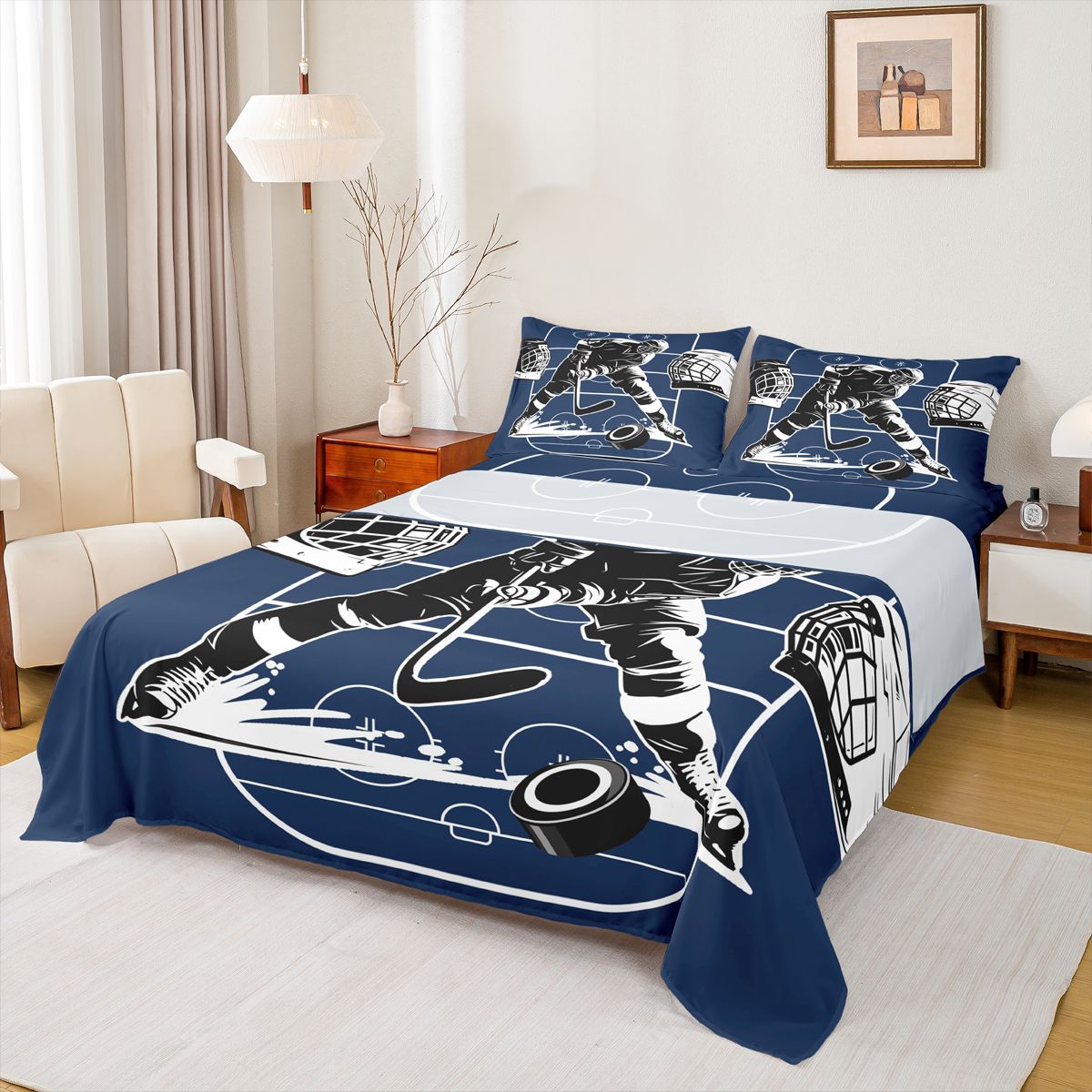 Homewish Teens Ice Hockey 4pcs Bed Sheets,Sport Theme King Sheets,Ball ...