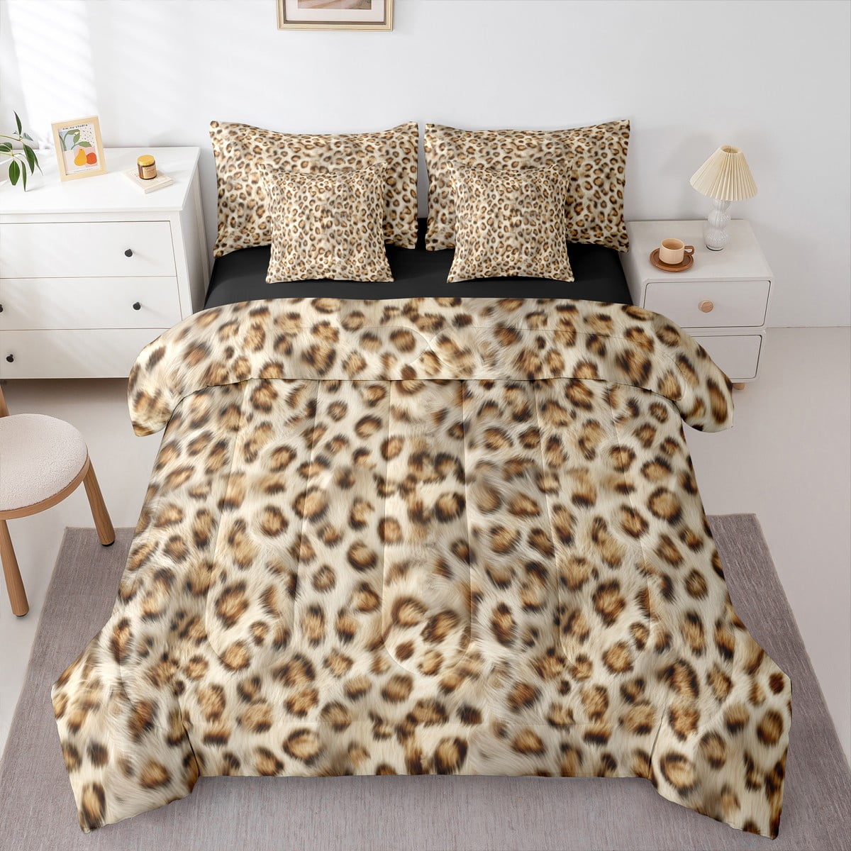 Homewish Teens Leopard Cheetah Print 7pcs Bedding Comforter Set ...