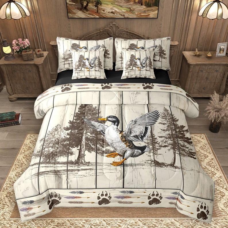 Homewish Teens Mallard Duck 7pcs Bedding Comforter Set,Retro Rustic ...