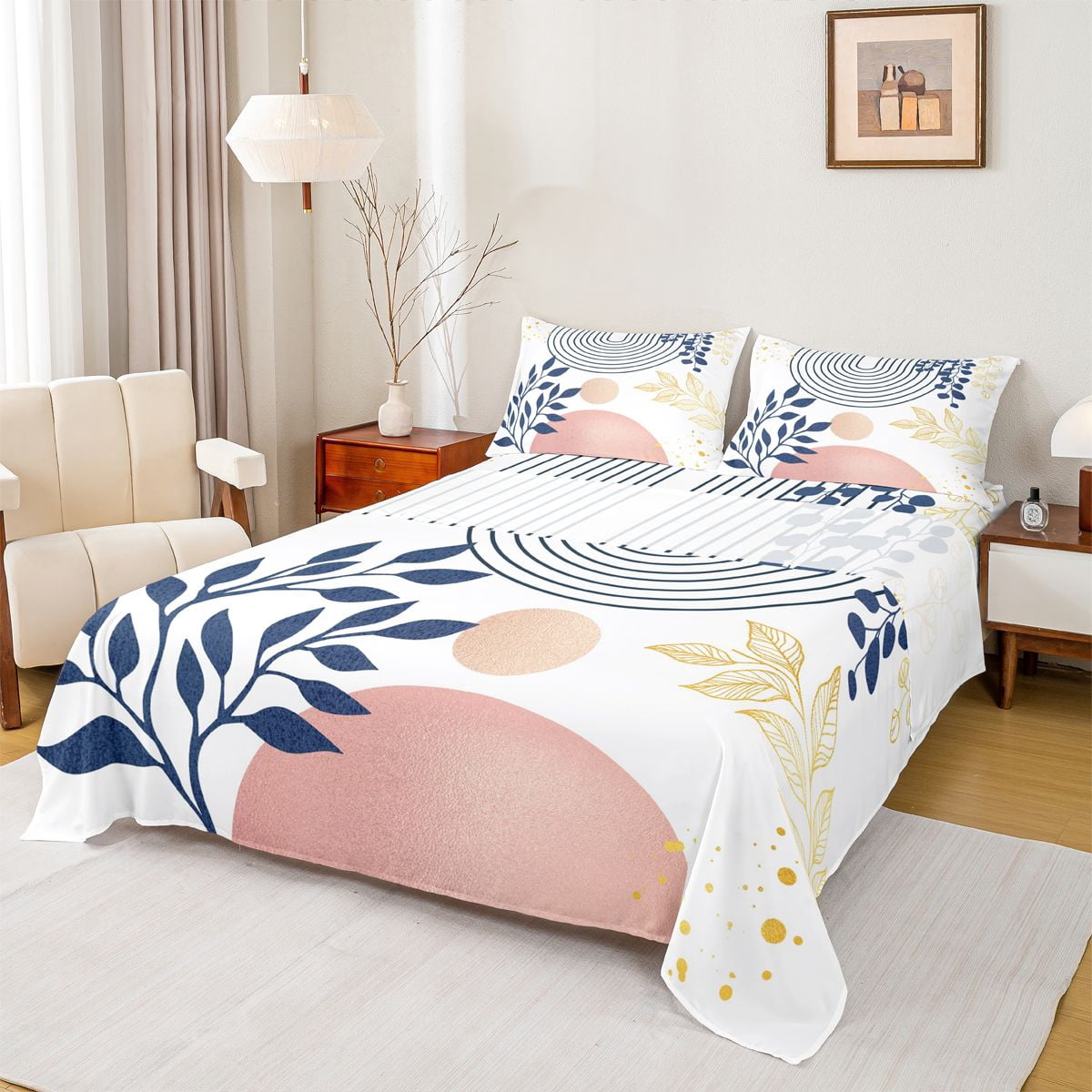 Homewish Teens Minimalist Stripes Circle 4pcs Bed Sheets,Vintage ...