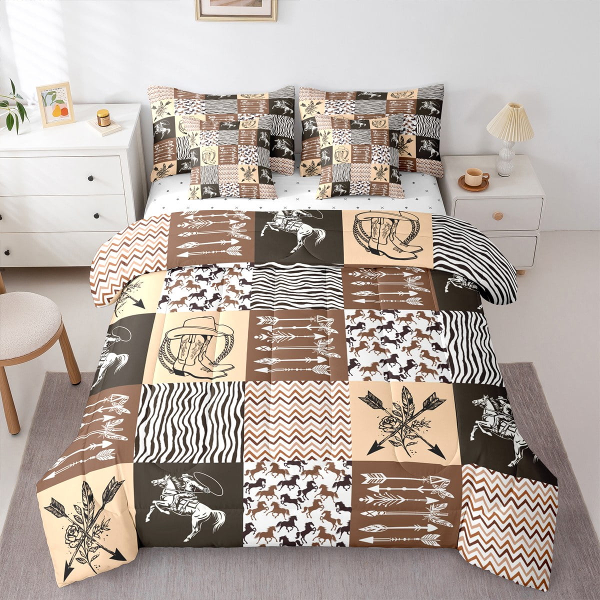 Homewish Teens Rustic Farmhouse Twin Bedding Sets 7-Piece, Cowgirl ...