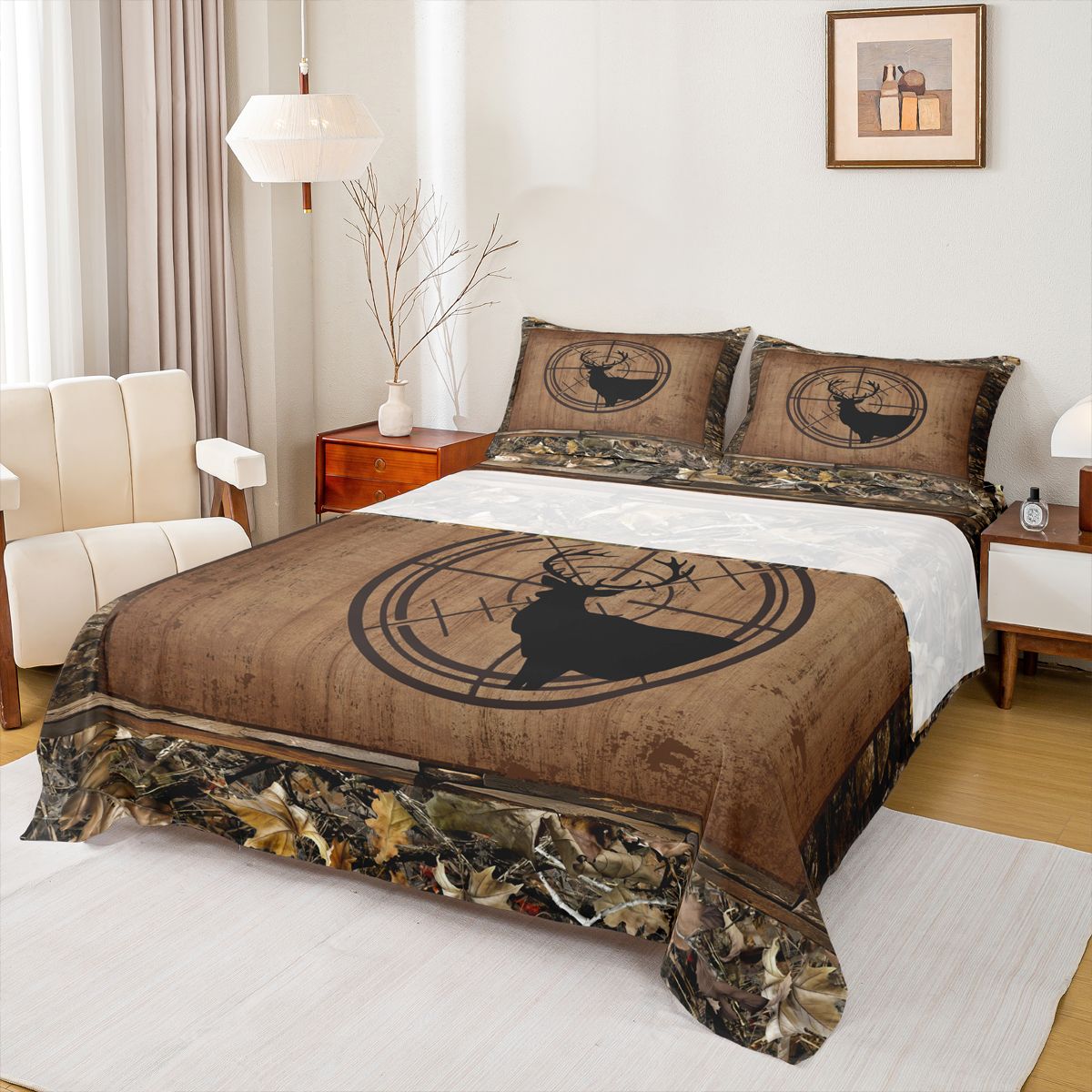 Homewish Teens Rustic Hunting Full Size Sheets, Jungle Wildlife Deer ...