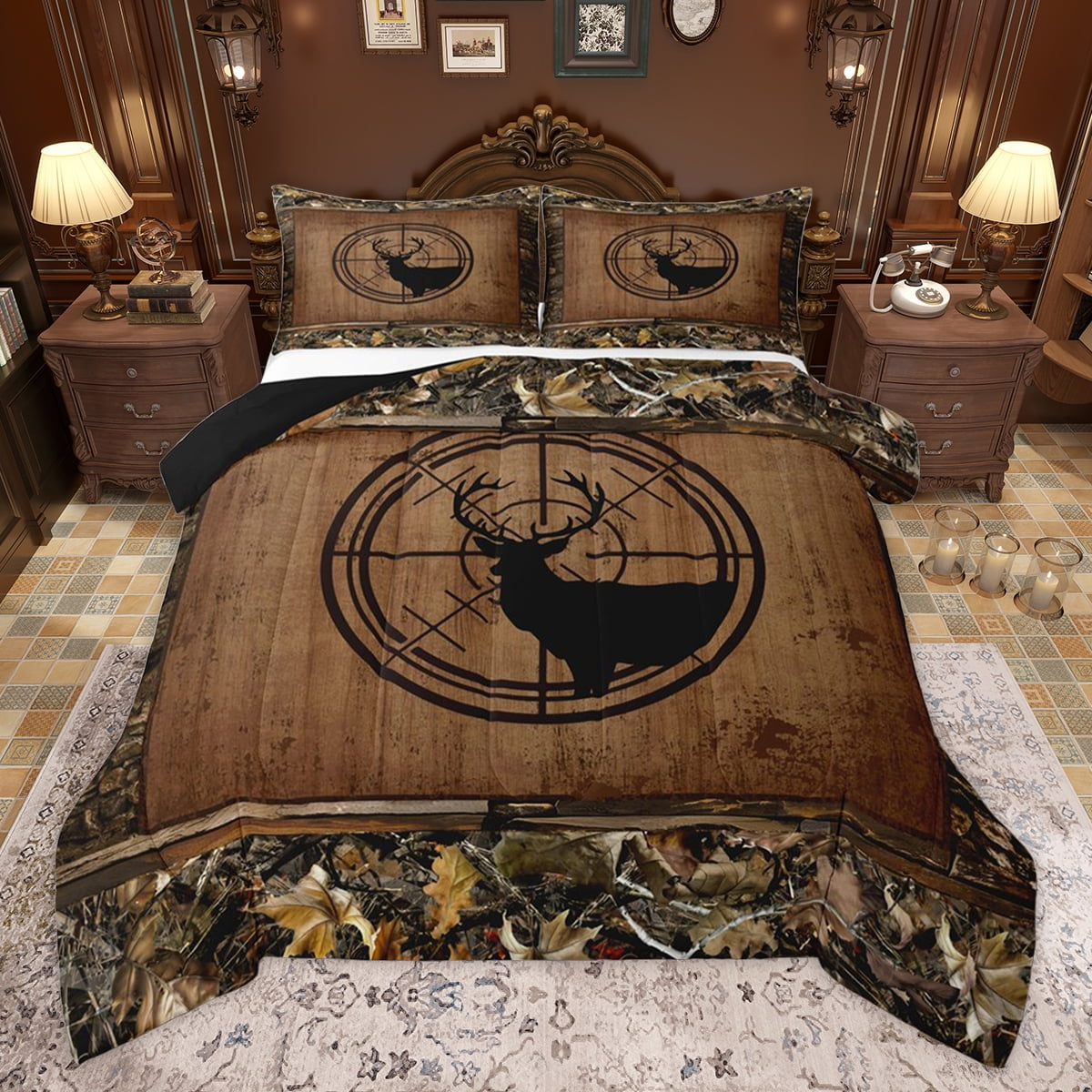 Homewish Teens Rustic Hunting Queen Comforter Set, Jungle Wildlife Deer ...
