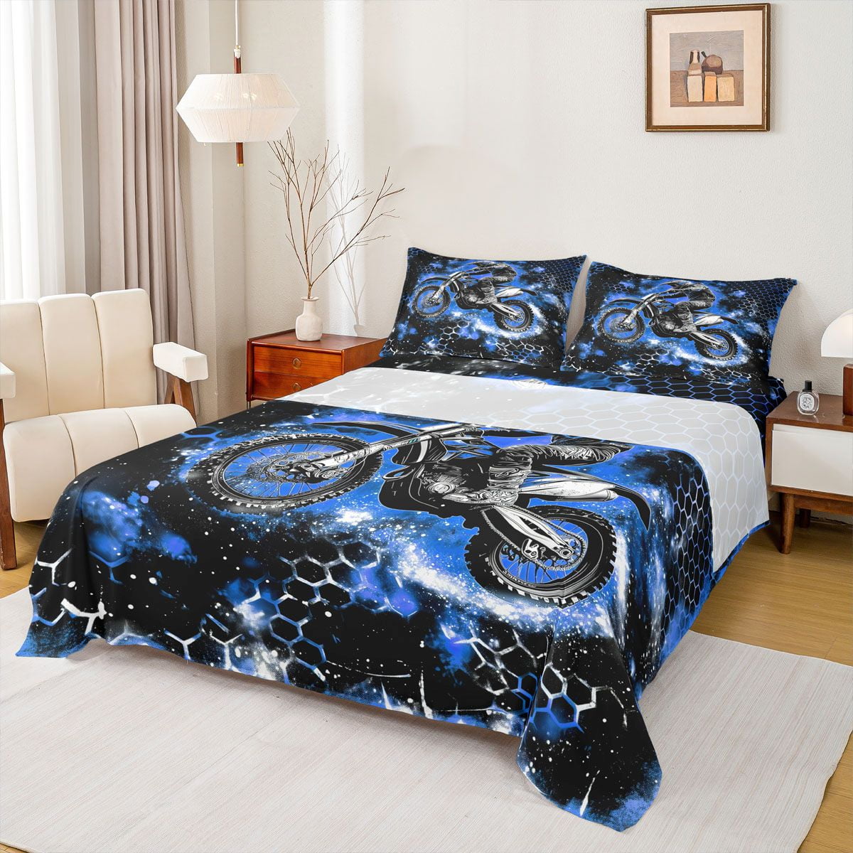 Homewish Teens Sport Motorcycle 3pcs Twin Sheet Sets,Abstract Gradient ...