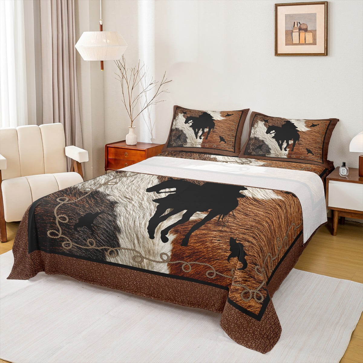 Homewish Teens Western Cowboy Full Size Sheets 4-Piece,Cow Print ...