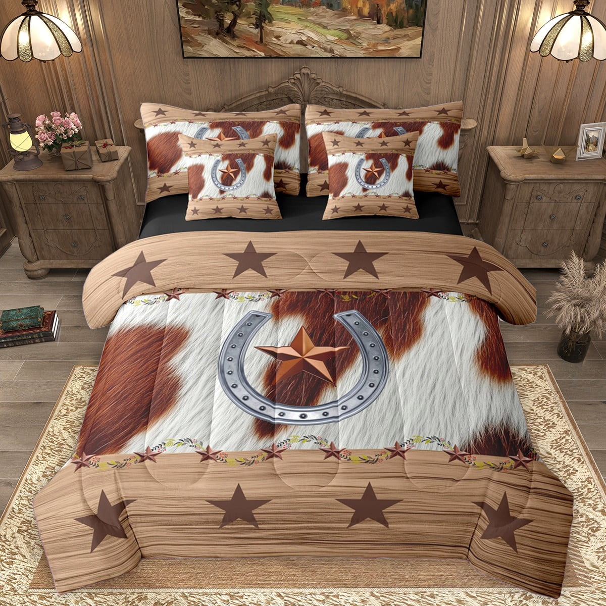 Homewish Texas Stars Horseshoe 7-Piece Twin Bedding Sets For Teens ...