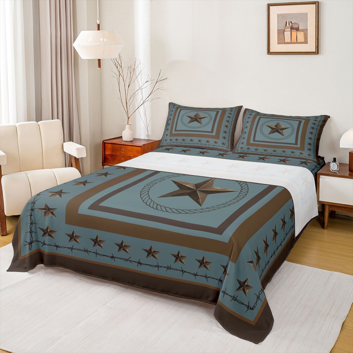 Homewish Texas Stars Teens Full Size Sheets, Rustic Cowgirl Cowboy Bed ...