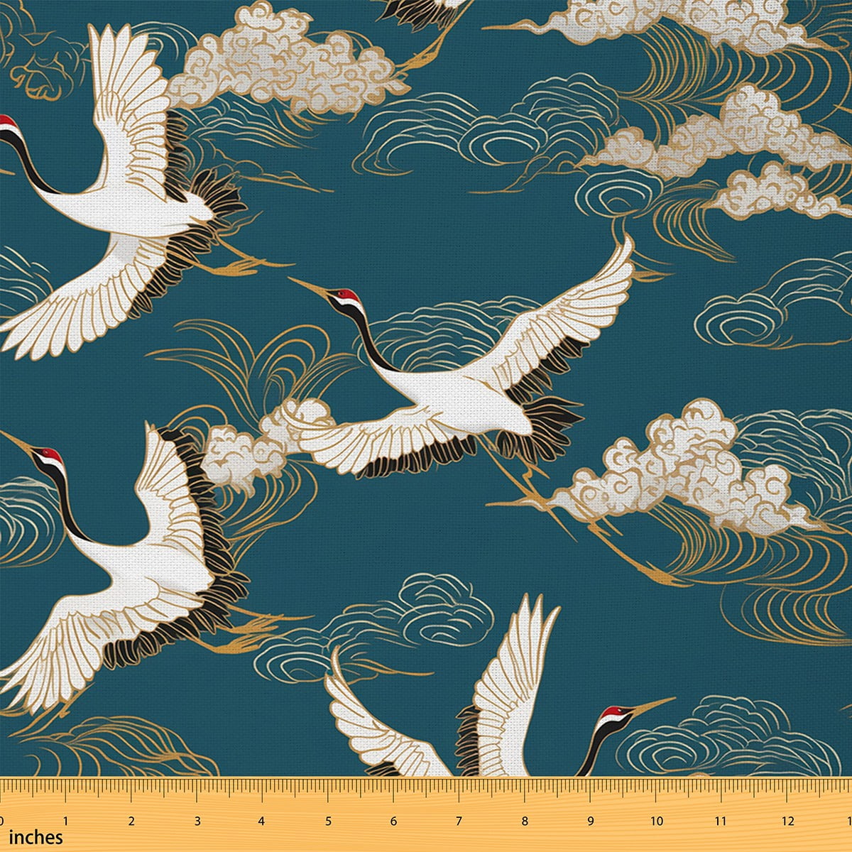 Homewish Tokyo White Crane Fabric by the Yard 2 Yards for Adult ...