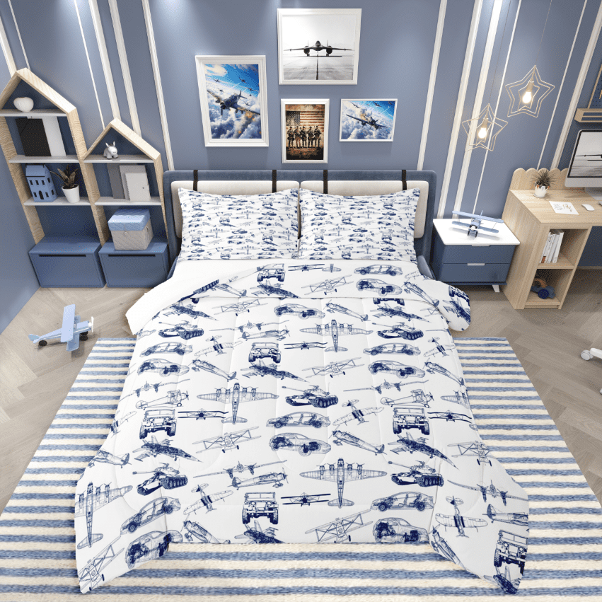 Homewish Transportation Theme 3 Pieces Queen Comforter Set for Teens ...