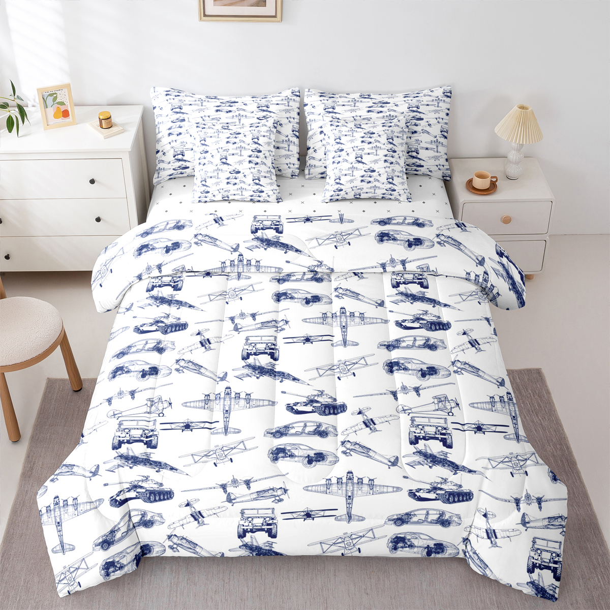 Homewish Transportation Theme 7pcs Bedding Comforter Set for Teens ...