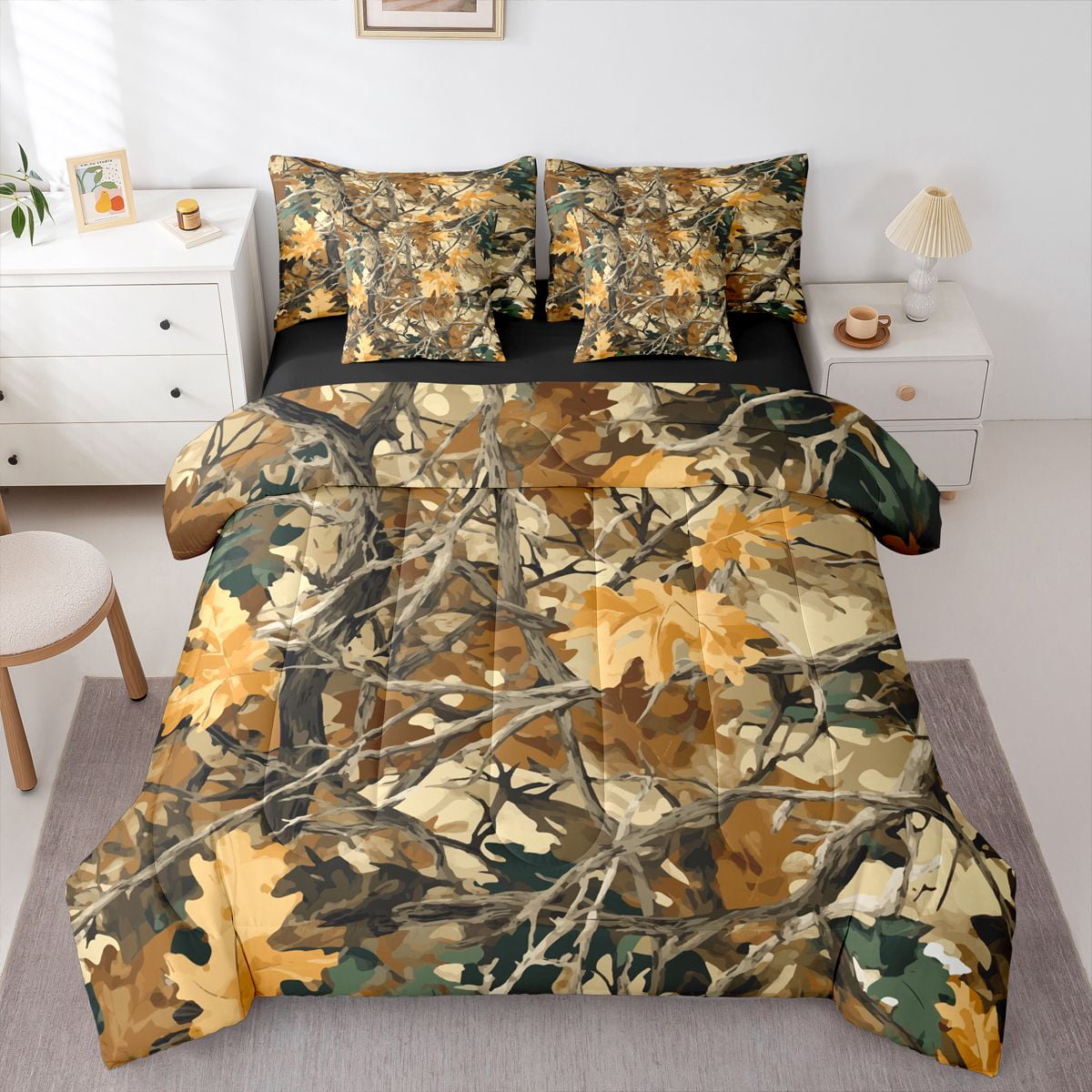 Homewish Tree Branches Leaves 7 Pieces Bedding Comforter Set For ...