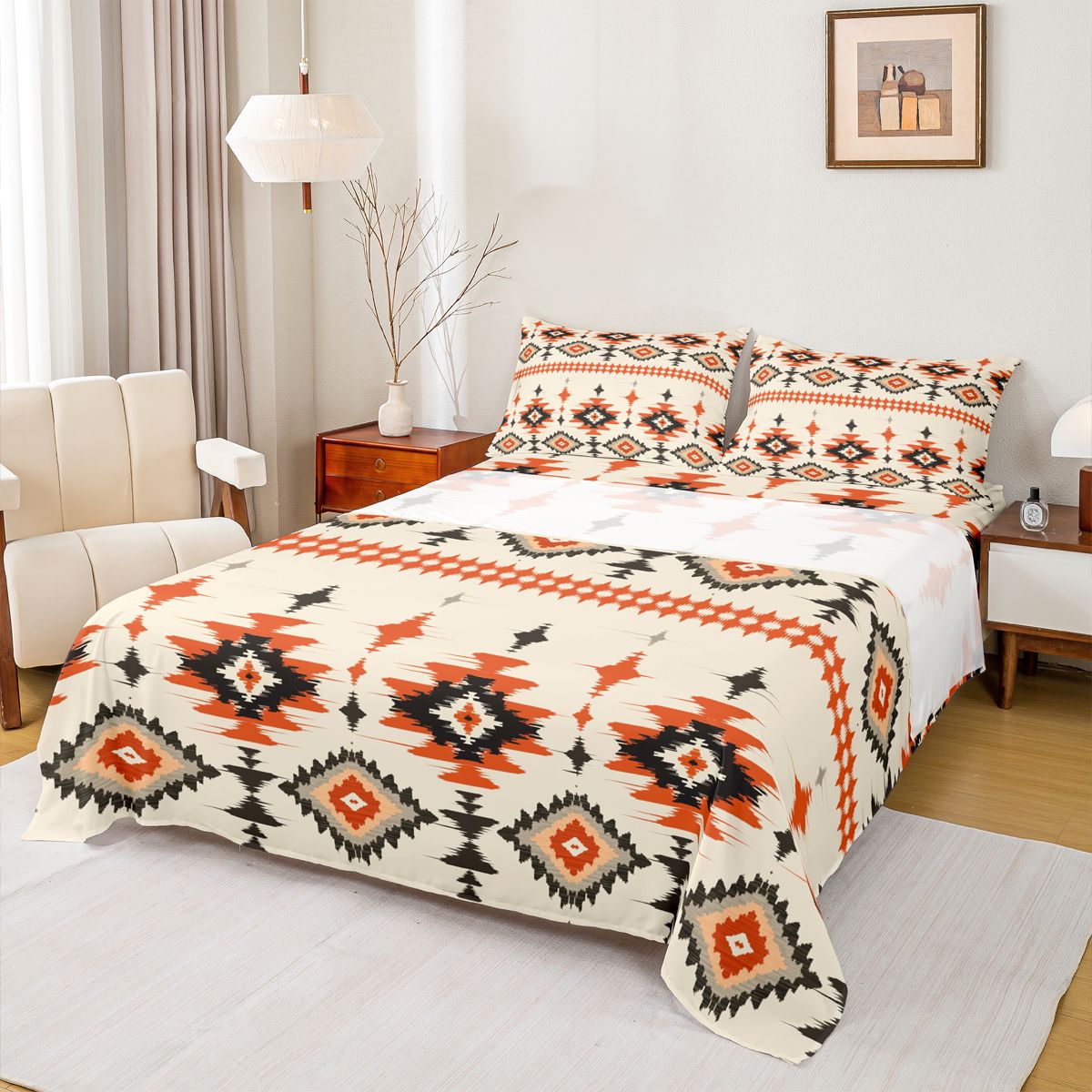 Homewish Tribal Aztec Full Size Sheets 4-Piece for Teens Boys Girls ...