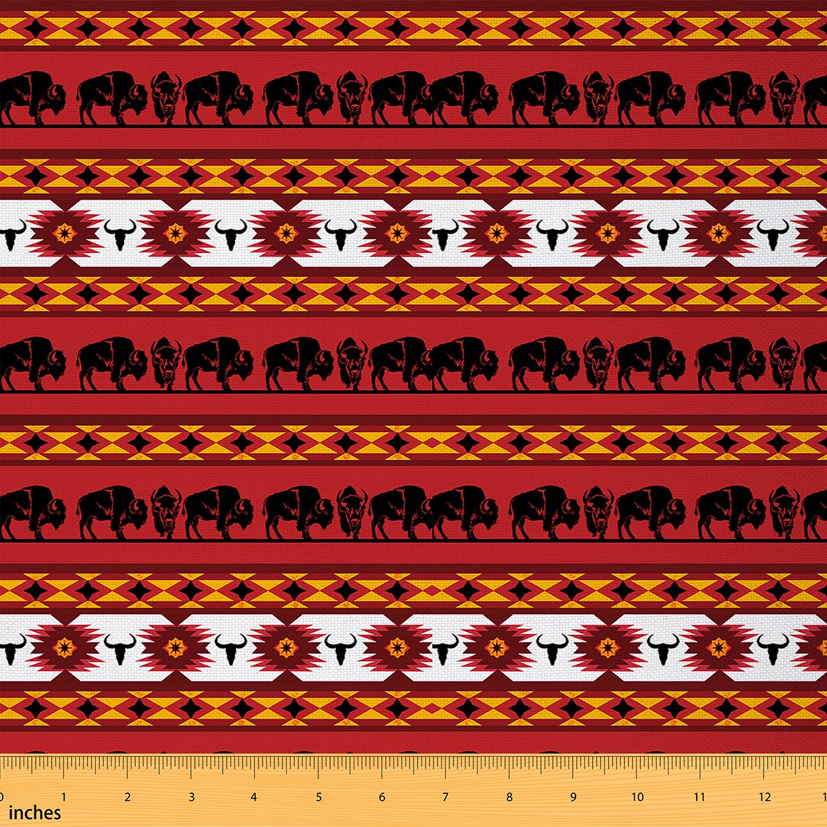 Homewish Tribal Cow Print Fabric by the Yard 2 Yards, Vintage Triangle ...