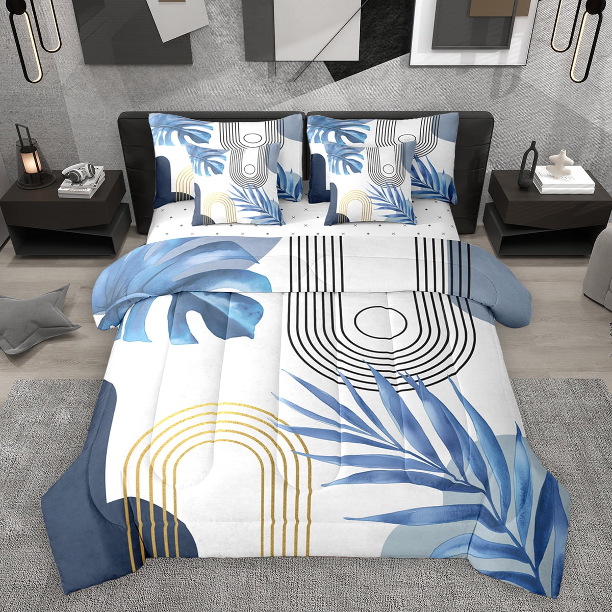 Homewish Tropical Bontical Monstera 7-Piece Bedding Comforter Set,Boho ...