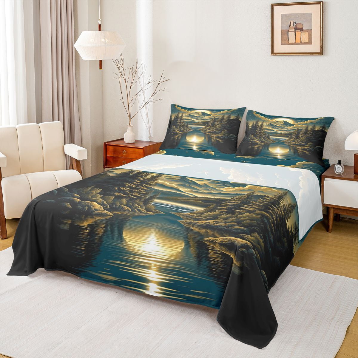 Homewish Tropical Pine Tree Twin Sheet Sets,Rustic Farmhouse Cabin Twin ...