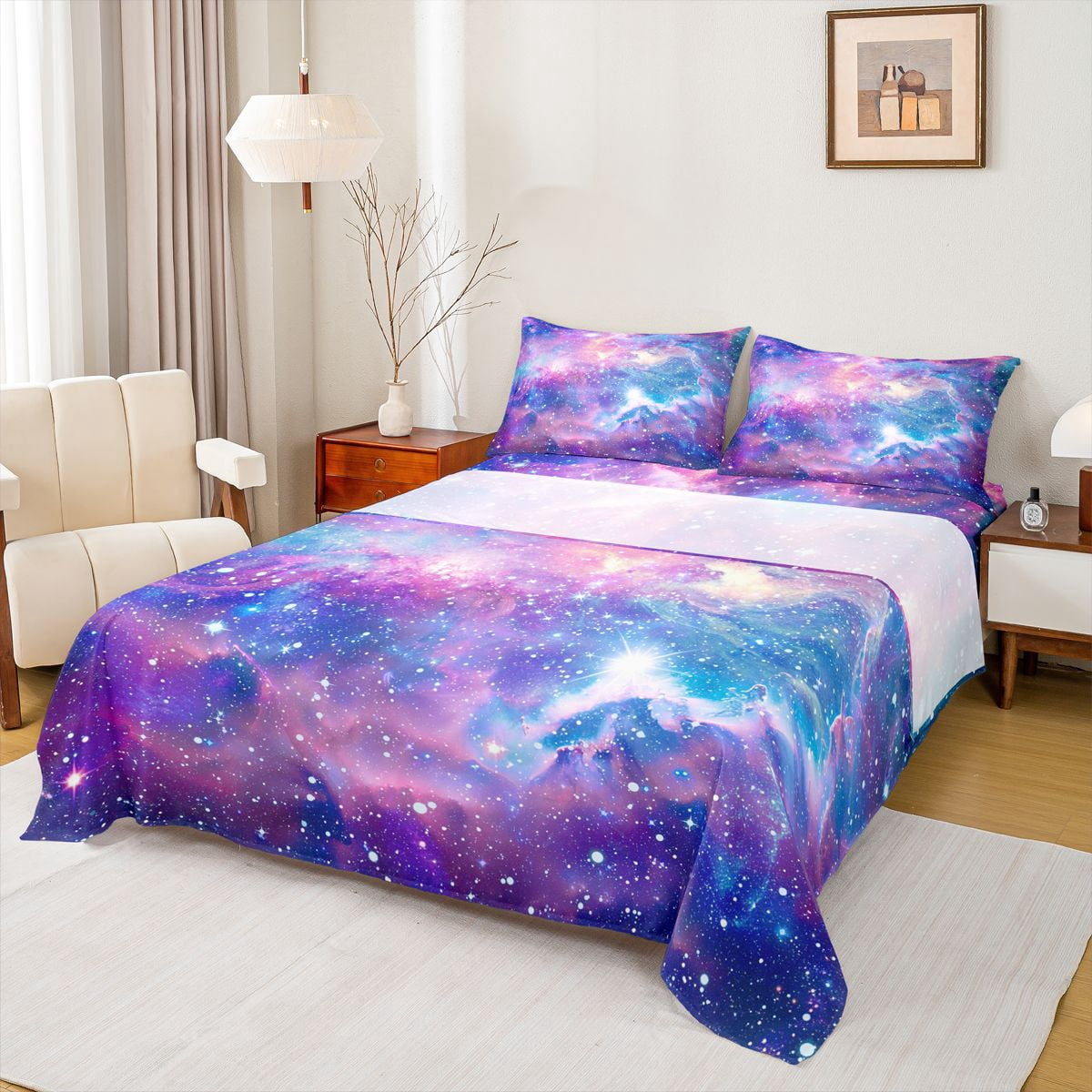 Homewish Universe Galaxy 4pcs Bed Sheets for Female Men Teens,Starry ...
