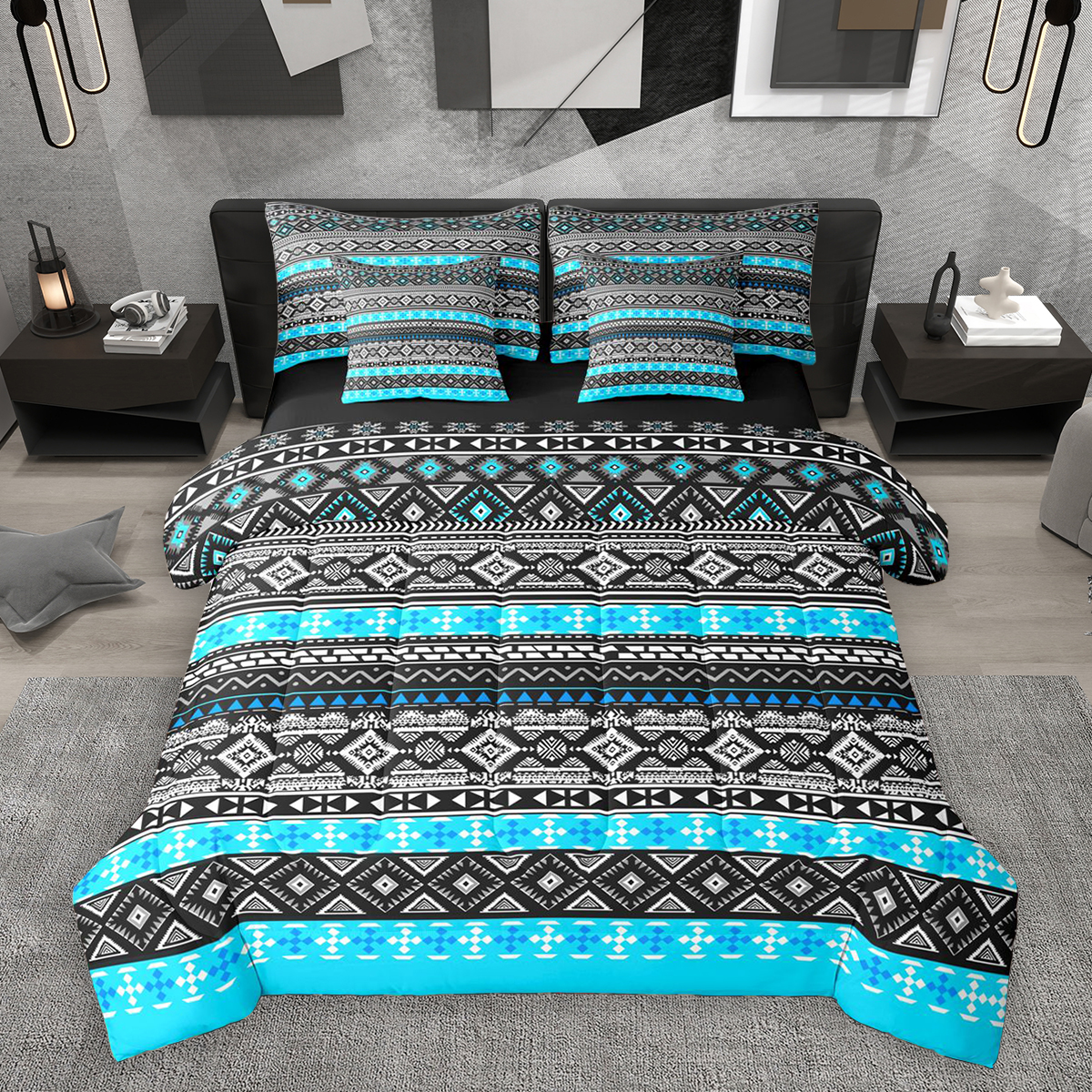 Homewish Vintage Aztec Boho 7pcs Bedding Comforter Set,Rustic Farmhouse ...