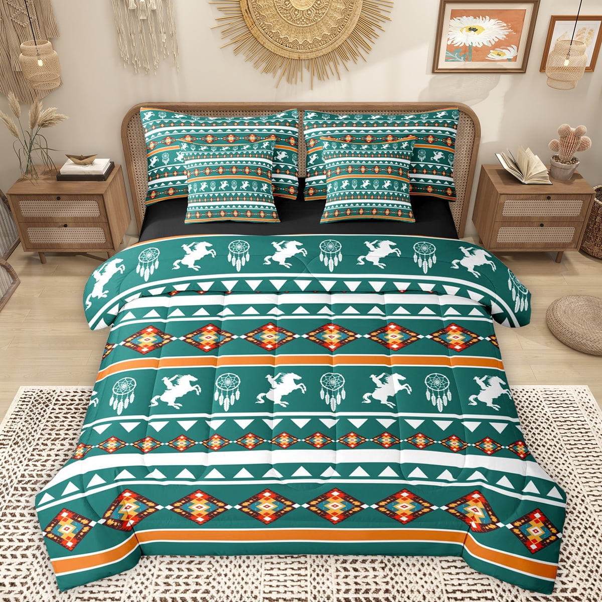 Homewish Vintage Aztec Geometric 7-Piece Twin Bedding Sets,Rustic ...