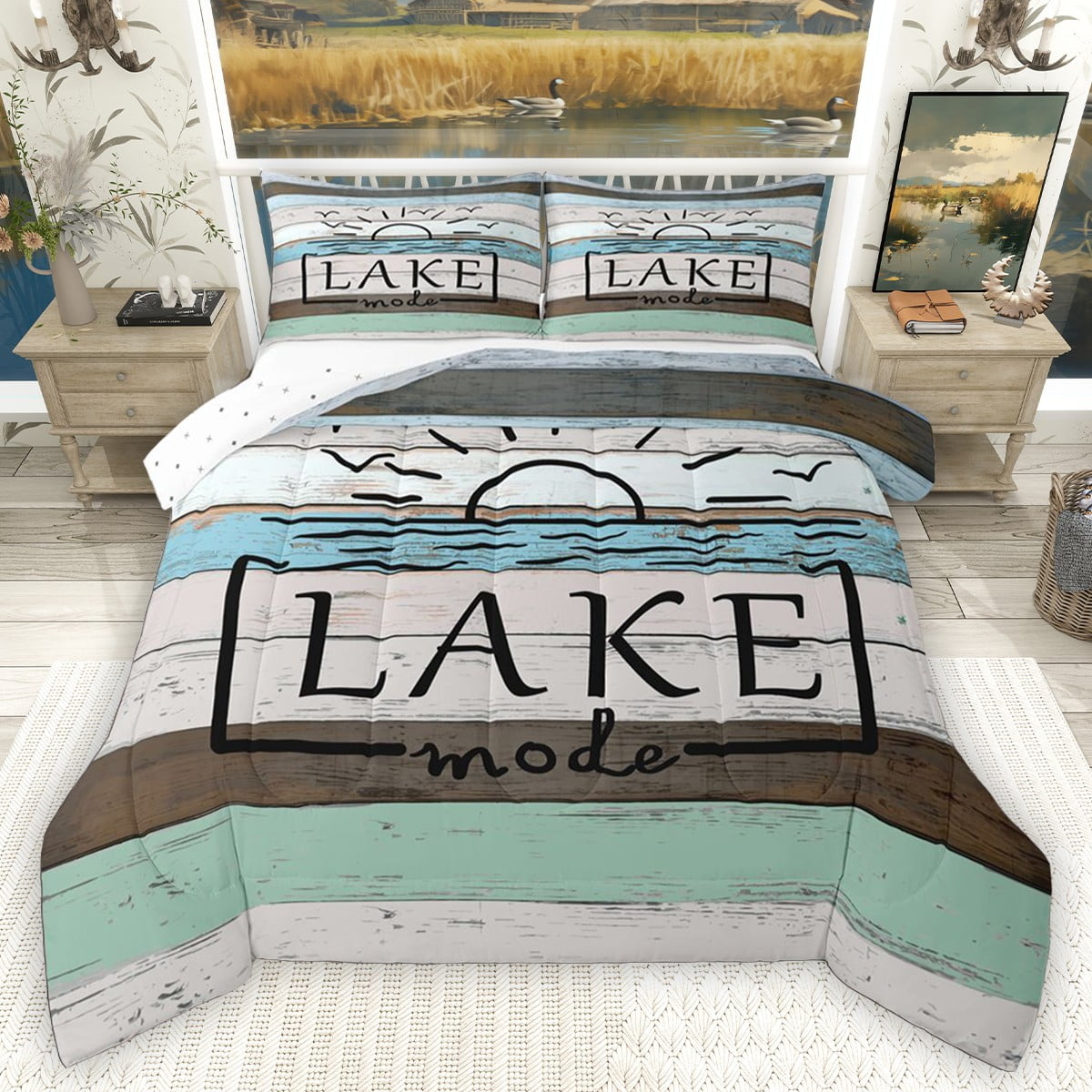 Homewish Vintage Cabin Full Size Comforter Sets 3-Piece for Kids ...