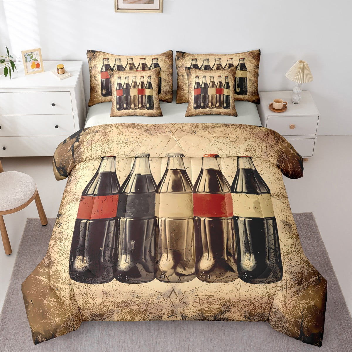 Homewish Vintage Cola Twin Bedding Sets 7-Piece for Kids, Retro Cola ...