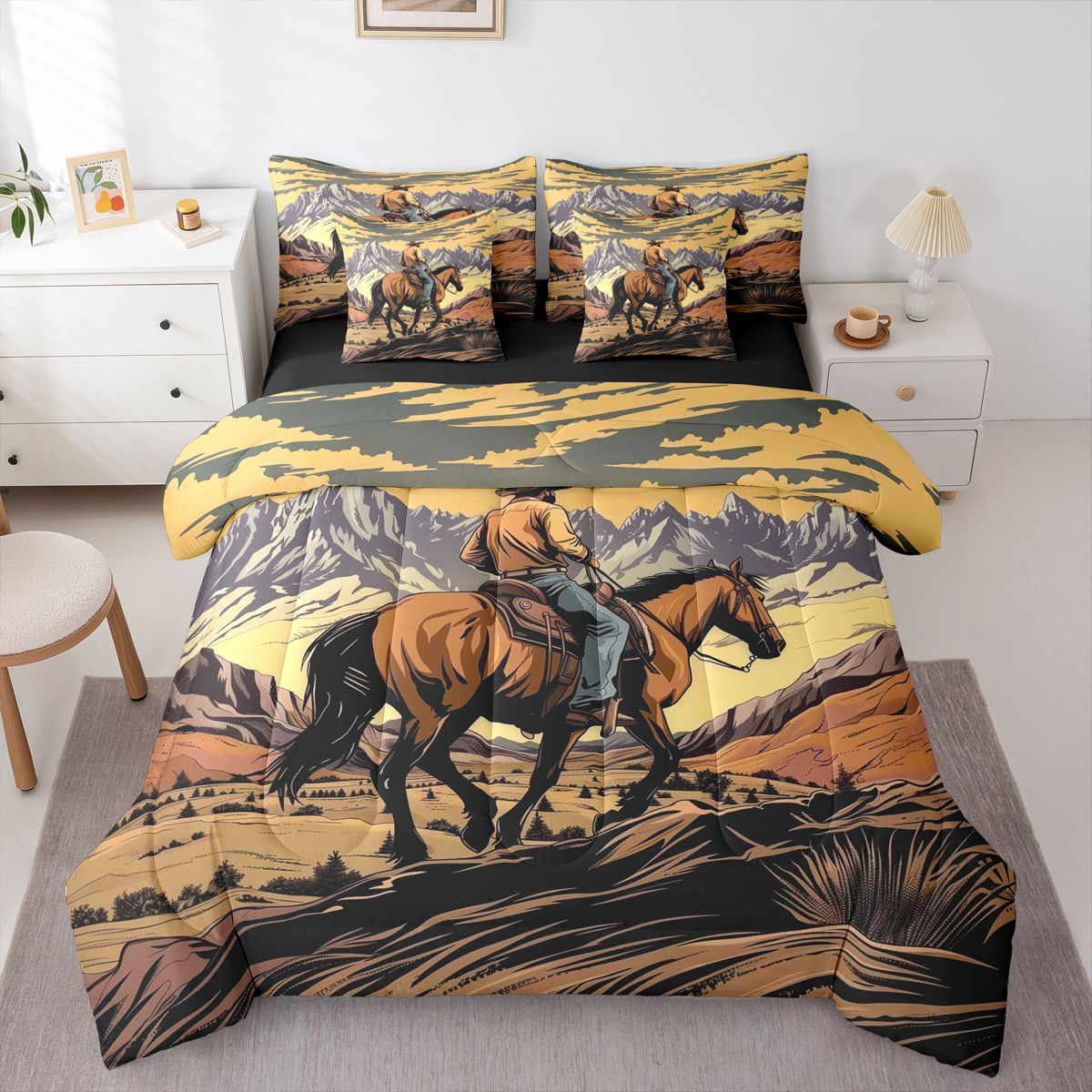 Homewish Vintage Cowboy Cowgirl Bedding Comforter Set 7pcs, Tribal ...