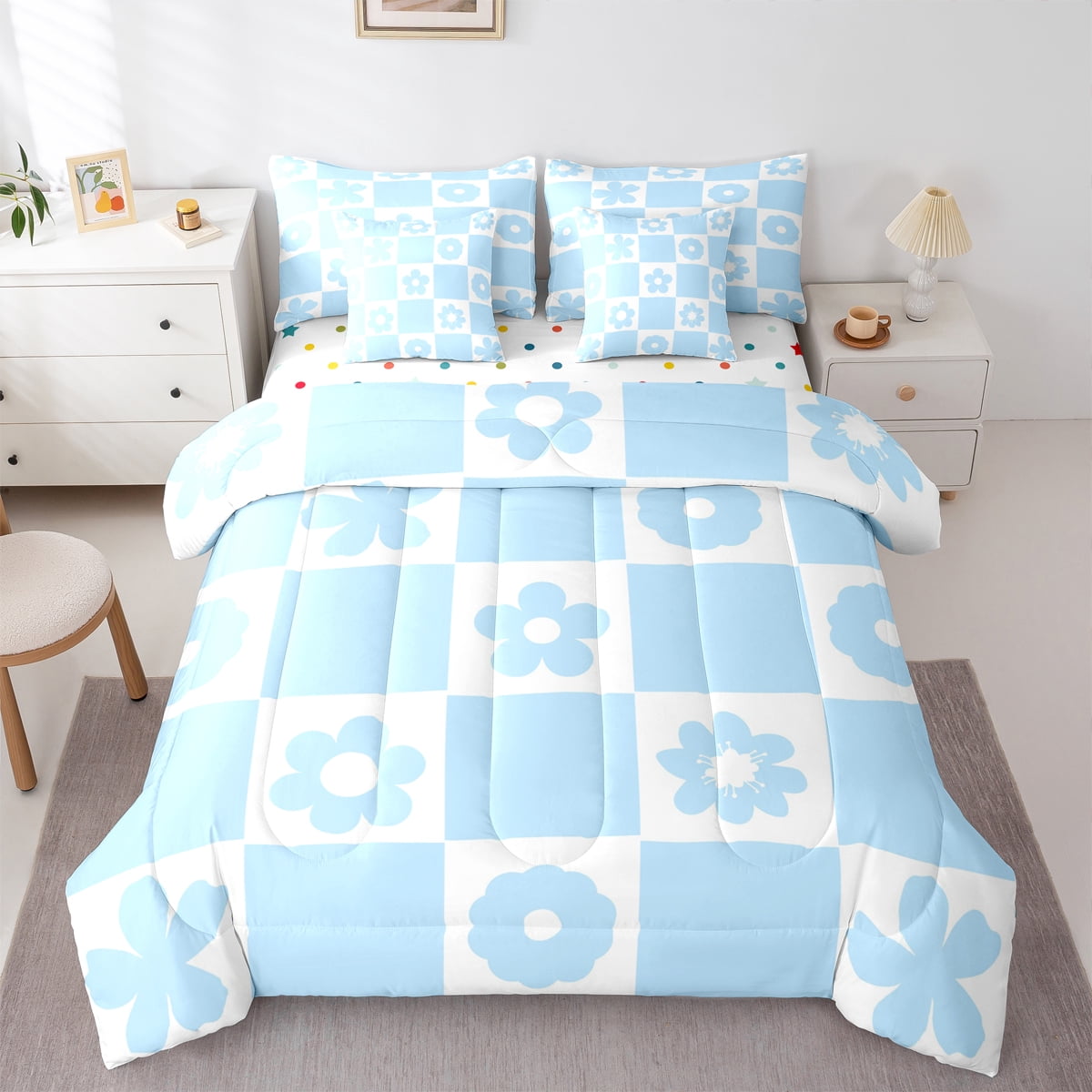 Homewish Vintage Flowers 7pcs Bedding Comforter Set for Teens Boys ...