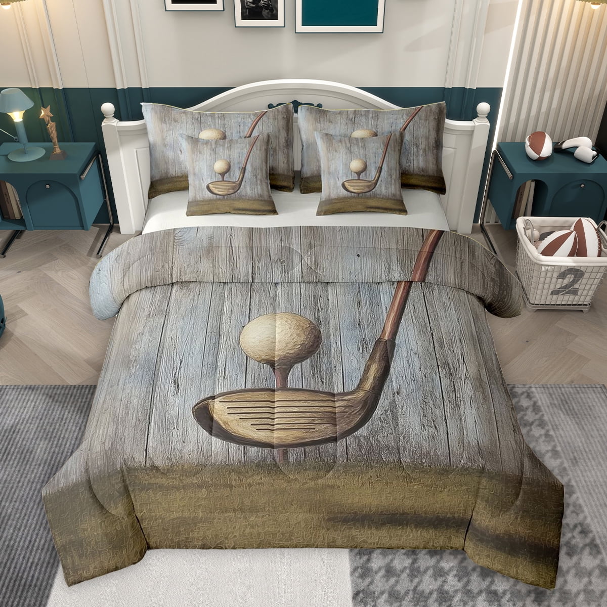 Homewish Vintage Golf Sports Bedding Comforter Set 7pcs, Western Rustic ...