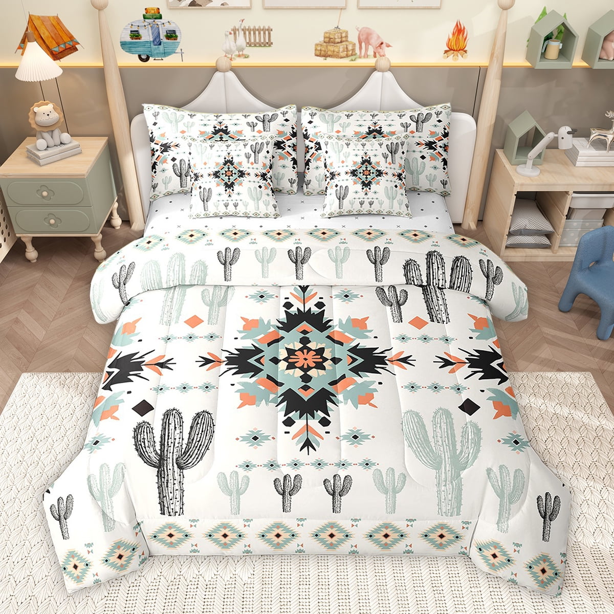 Homewish Vintage Mandala Aztec Bedding Comforter Set 7 Pieces for ...
