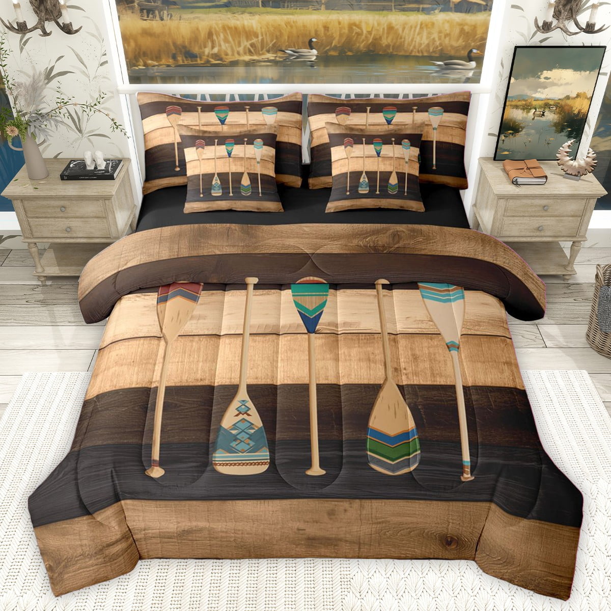 Homewish Vintage Paddle Bedding Comforter Set 7-Piece for Kids Children ...