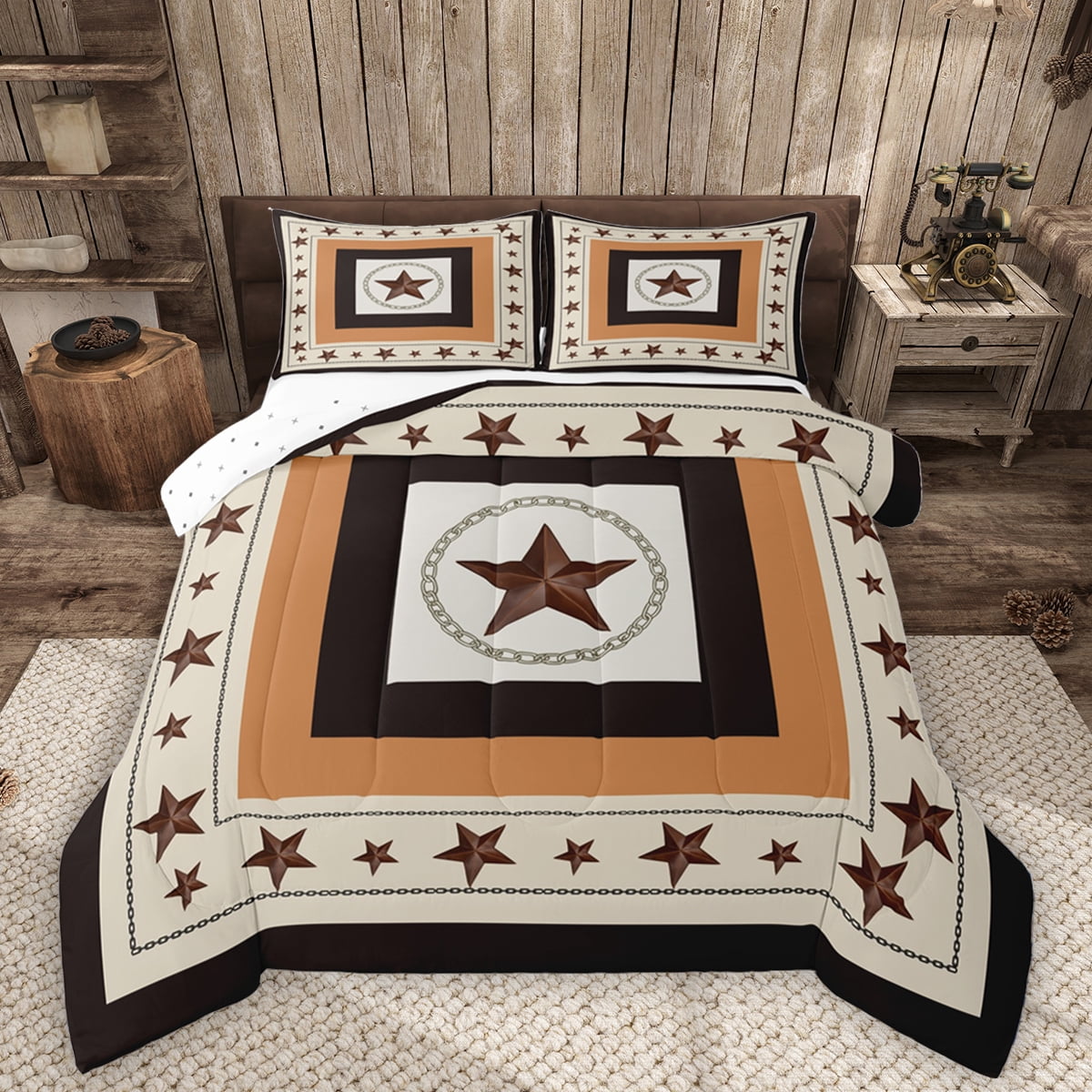 Homewish Vintage Texas Stars Bedding Comforter Set,Western Cowboys Twin ...