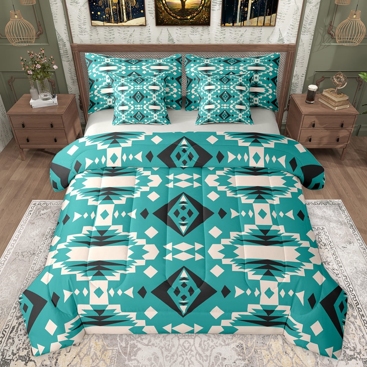 Homewish Vintage Tribal Aztec Bedding Comforter Set 7pcs for Adult ...