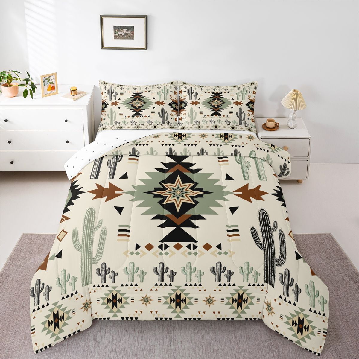 Homewish Vintage Western Aztec Queen Comforter Set for Adult, Hippie ...