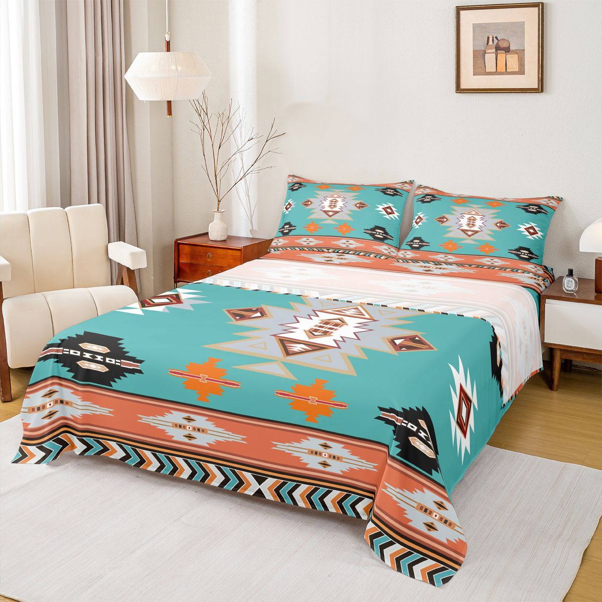 Homewish Vintage Western Aztec Twin Sheet Sets, Tribal Hippie Bohemian ...