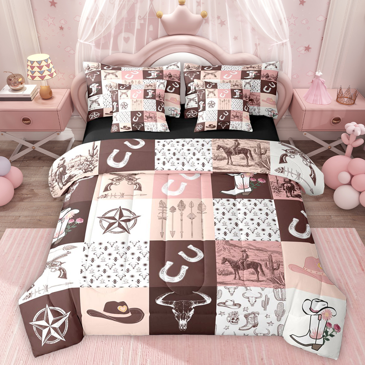 Homewish Vintage Western Cowboys 7-Piece Twin Bedding Sets,Rustic Bull ...