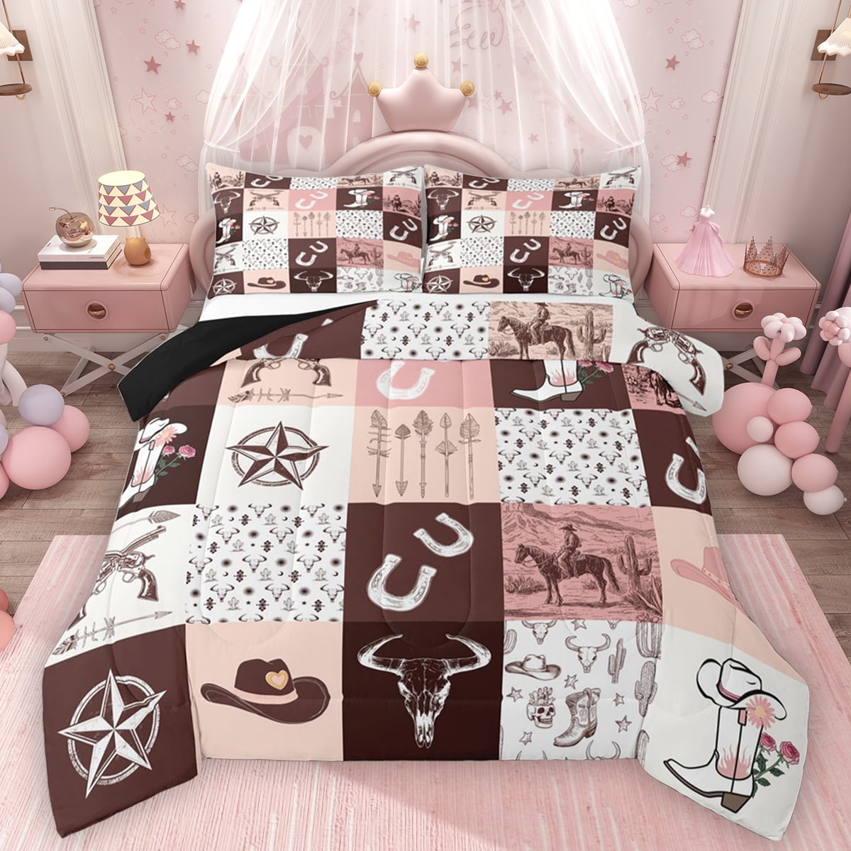 Homewish Vintage Western Cowboys Full Size Comforter Sets,Rustic Bull ...