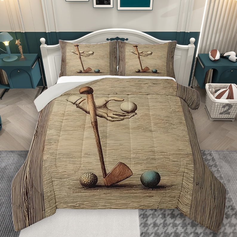 Homewish Vintage Western Golf Bedding Comforter Set, American Sport ...
